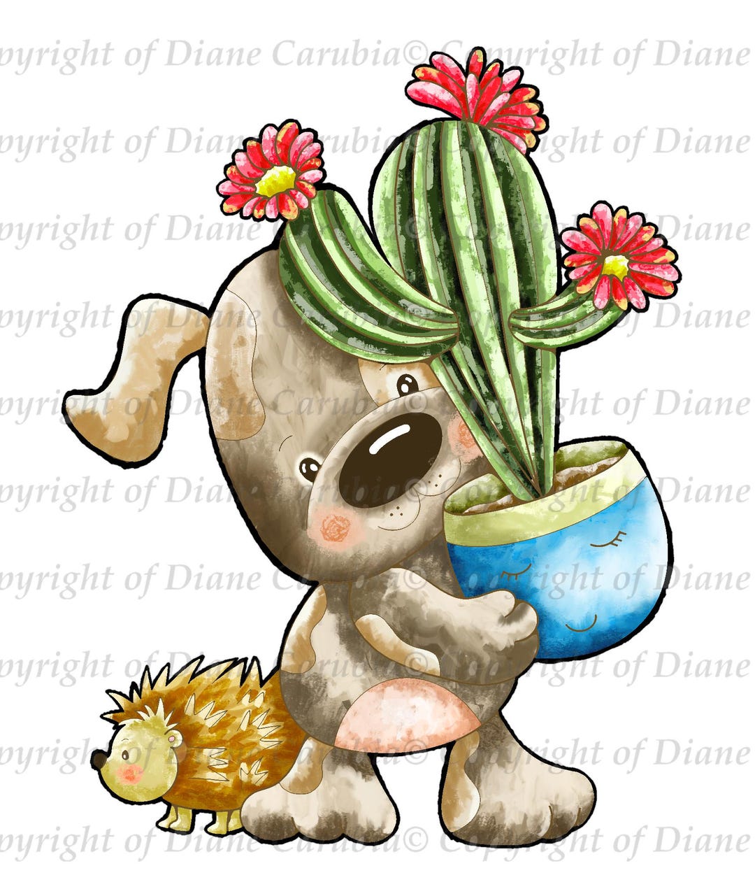 Cactus Pals, Coloured, Digital Stamp, Cute, Cardmaking, Stickers ...
