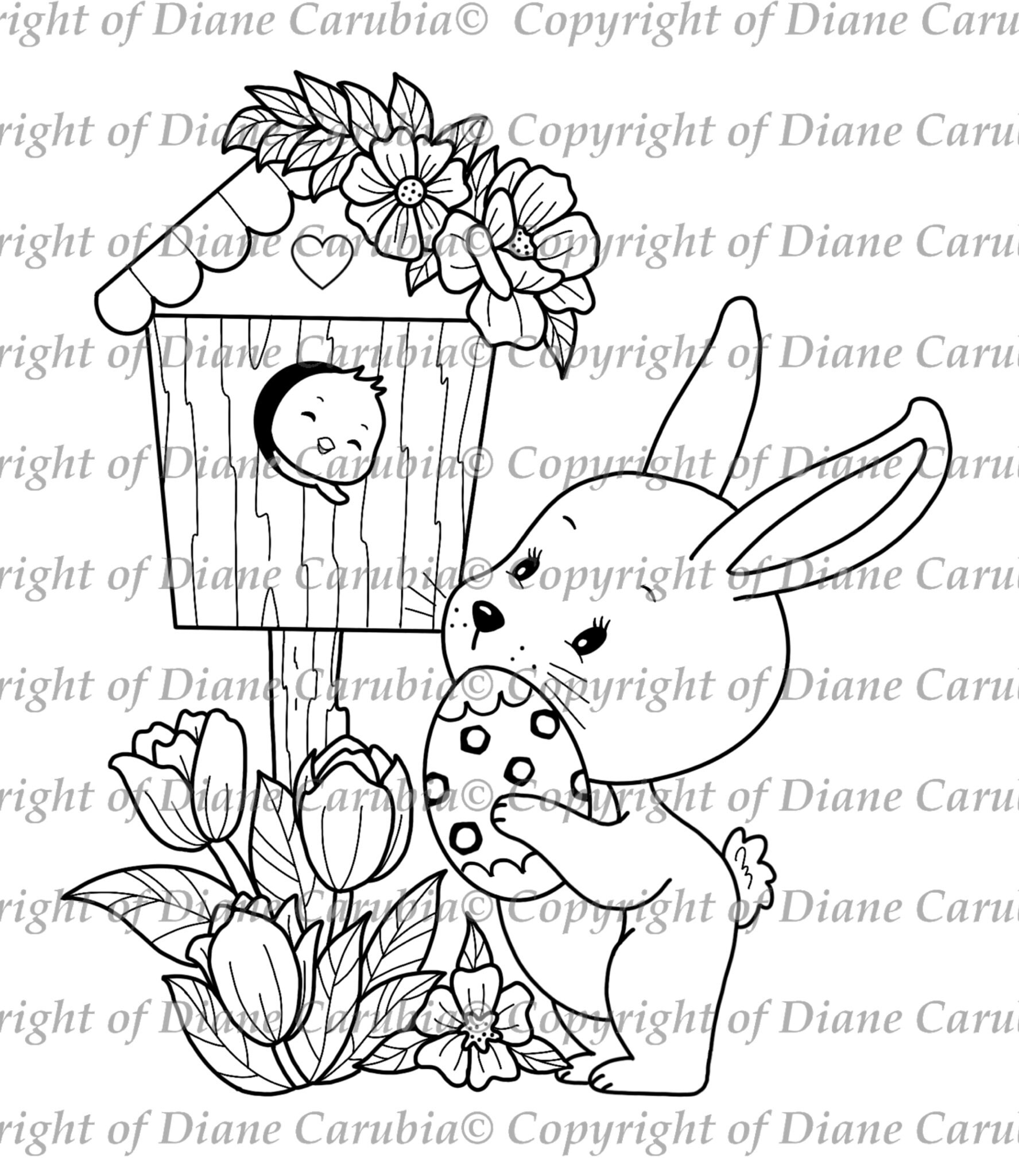 Hoppy Easter, Black and White, Easter, Digital Stamp, Cardmaking - Etsy