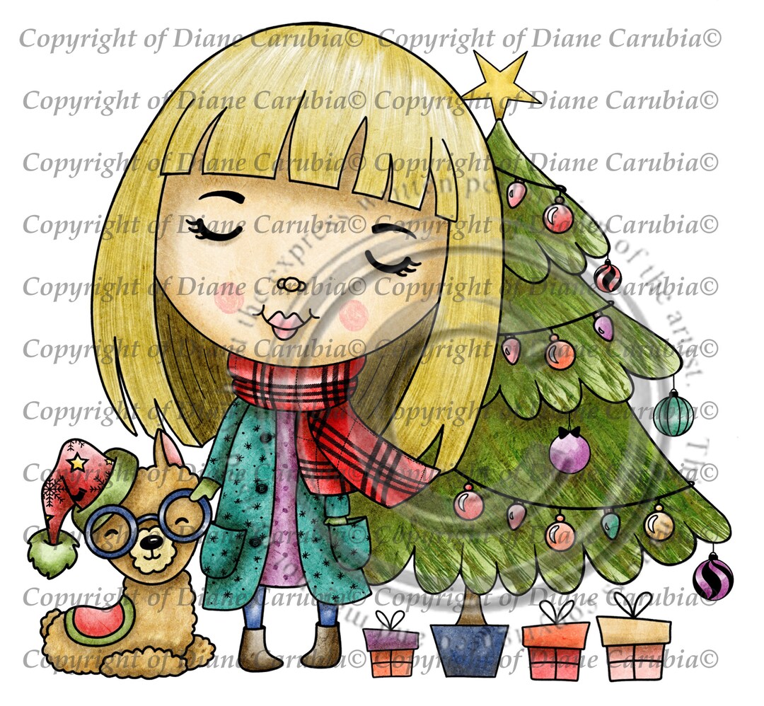 Alpaca for Christmas, Printable, Digital Stamp, Digi, Download ...
