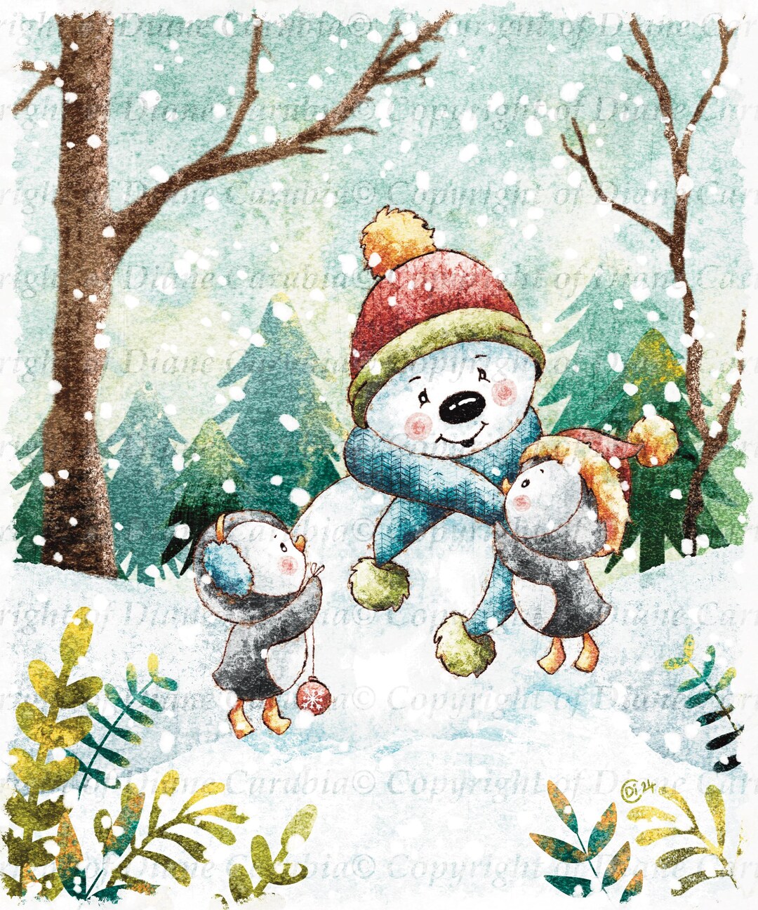 Its Cold Outside Snowman, Colour, Digital Stamp, Digi, Christmas ...