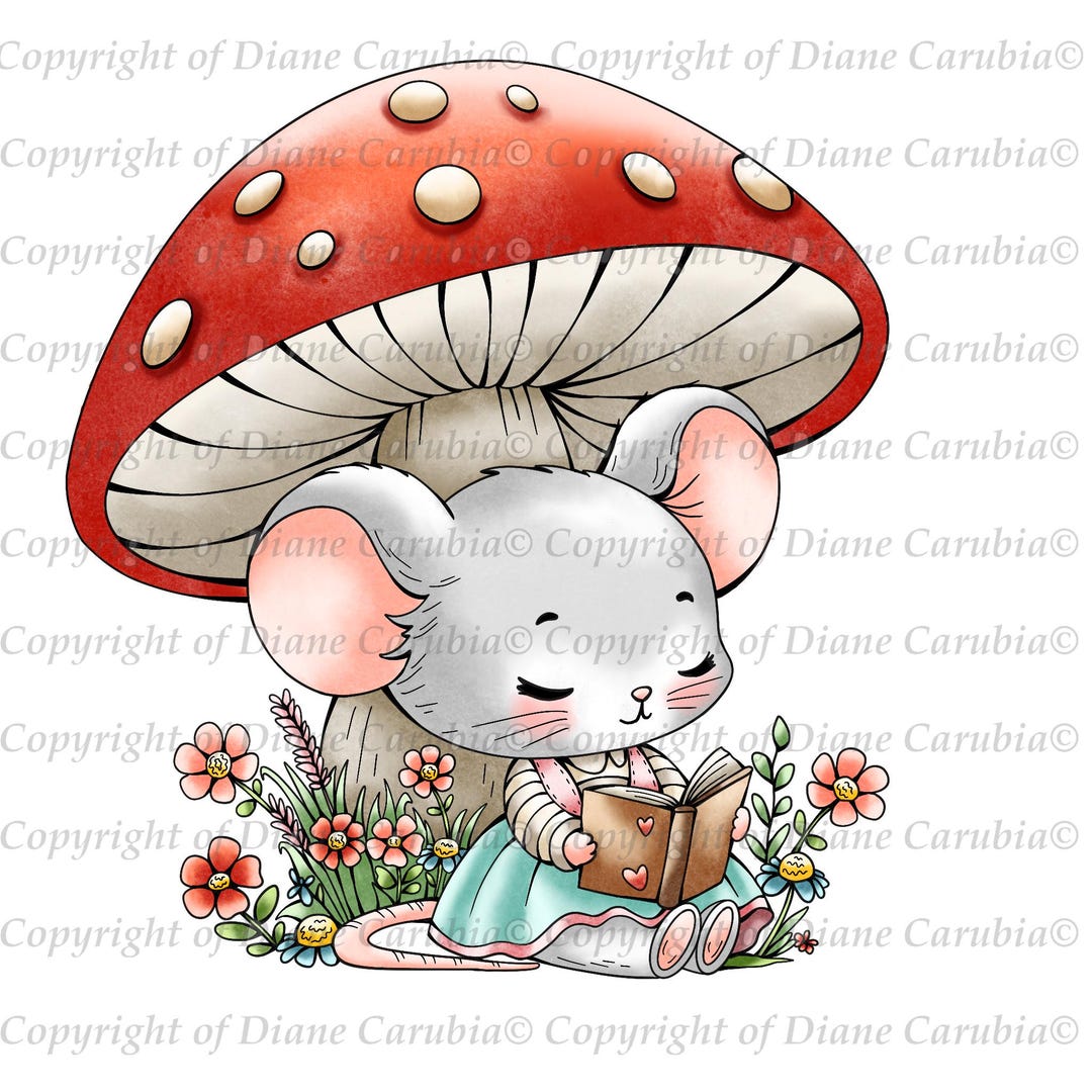 Mouses Toadstool Tales, Black and White Digital Stamp, Colouring Page ...