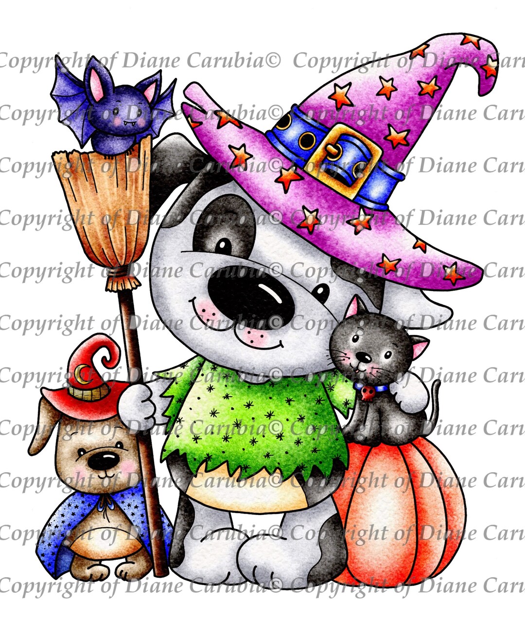 Halloween Pals, Black and White, Digital Stamps, Cardmaking, Printable ...