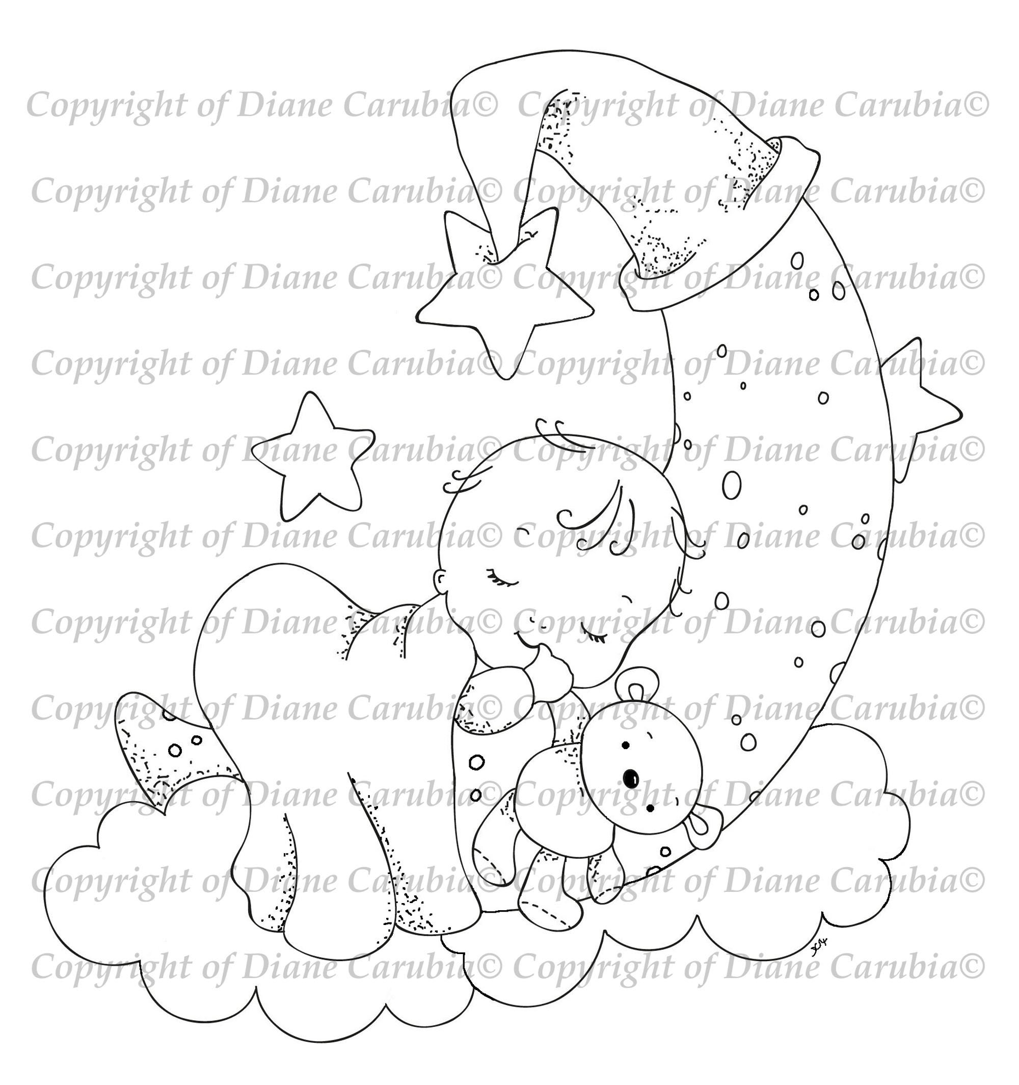 Baby Moon Digital Stamp Download Nursery Baby (Download Now) - Etsy