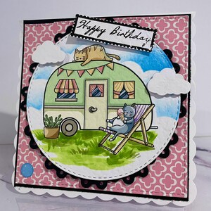 Caravan Cats, Black and White, Digital Stamp, Cute, Sublimation ...