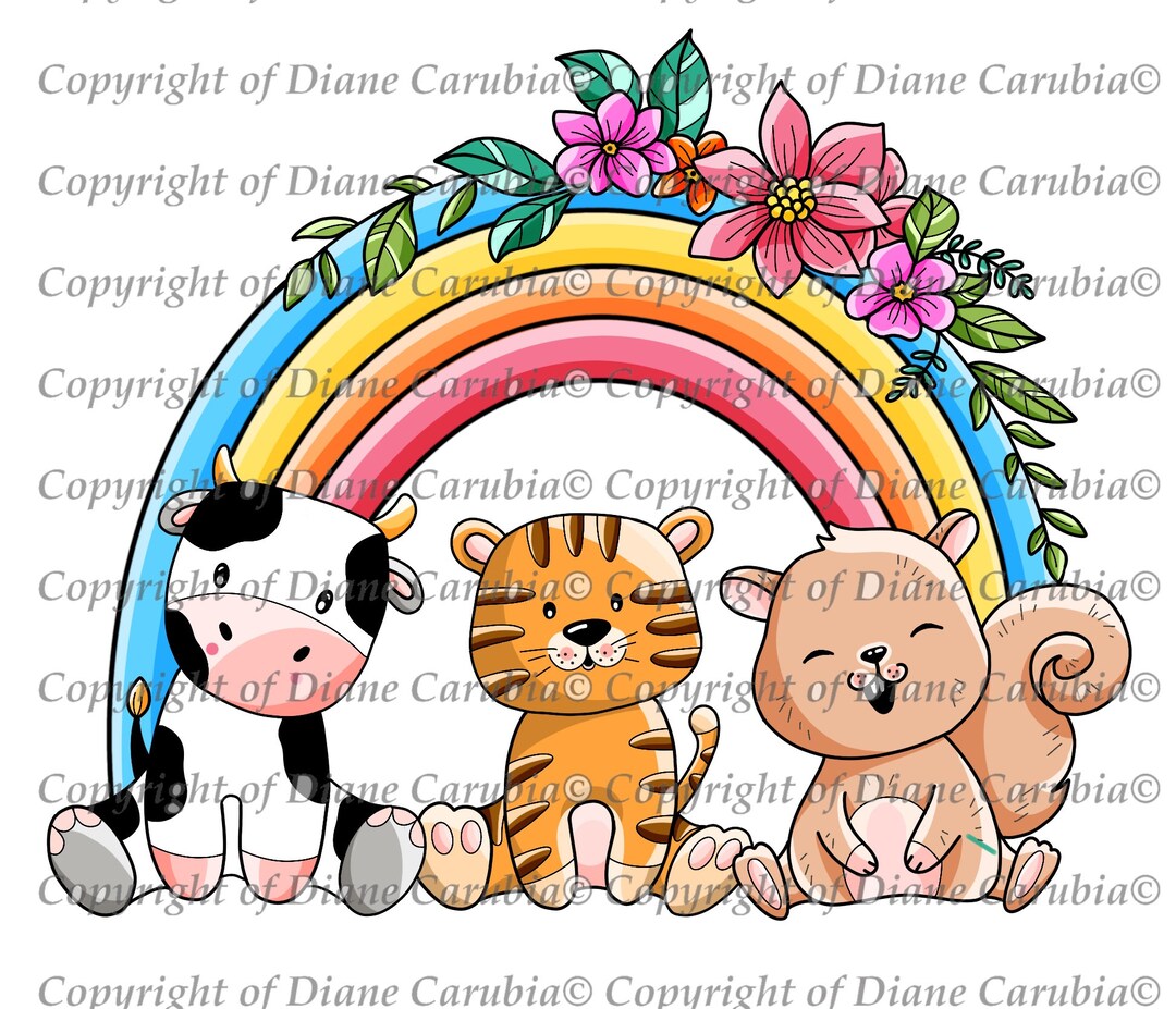 Rainbow Friends, Black and White, Printable, Cardmaking, Cute - Etsy