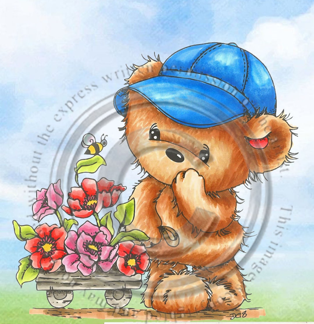 Buzzy Bear, Digital Stamp, Download - Etsy