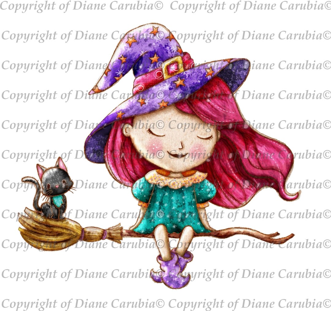 Black Magic, Black an White, Digital Stamp, Printable, Halloween, Witch ...