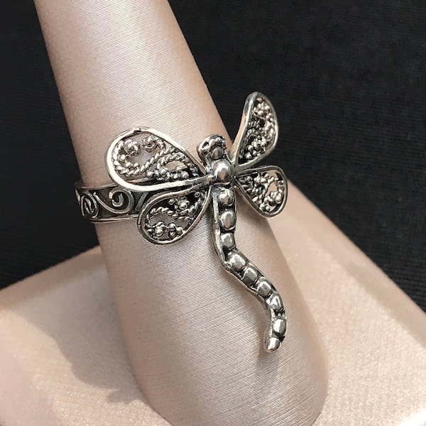 Silver Dragonfly Ring - Etsy