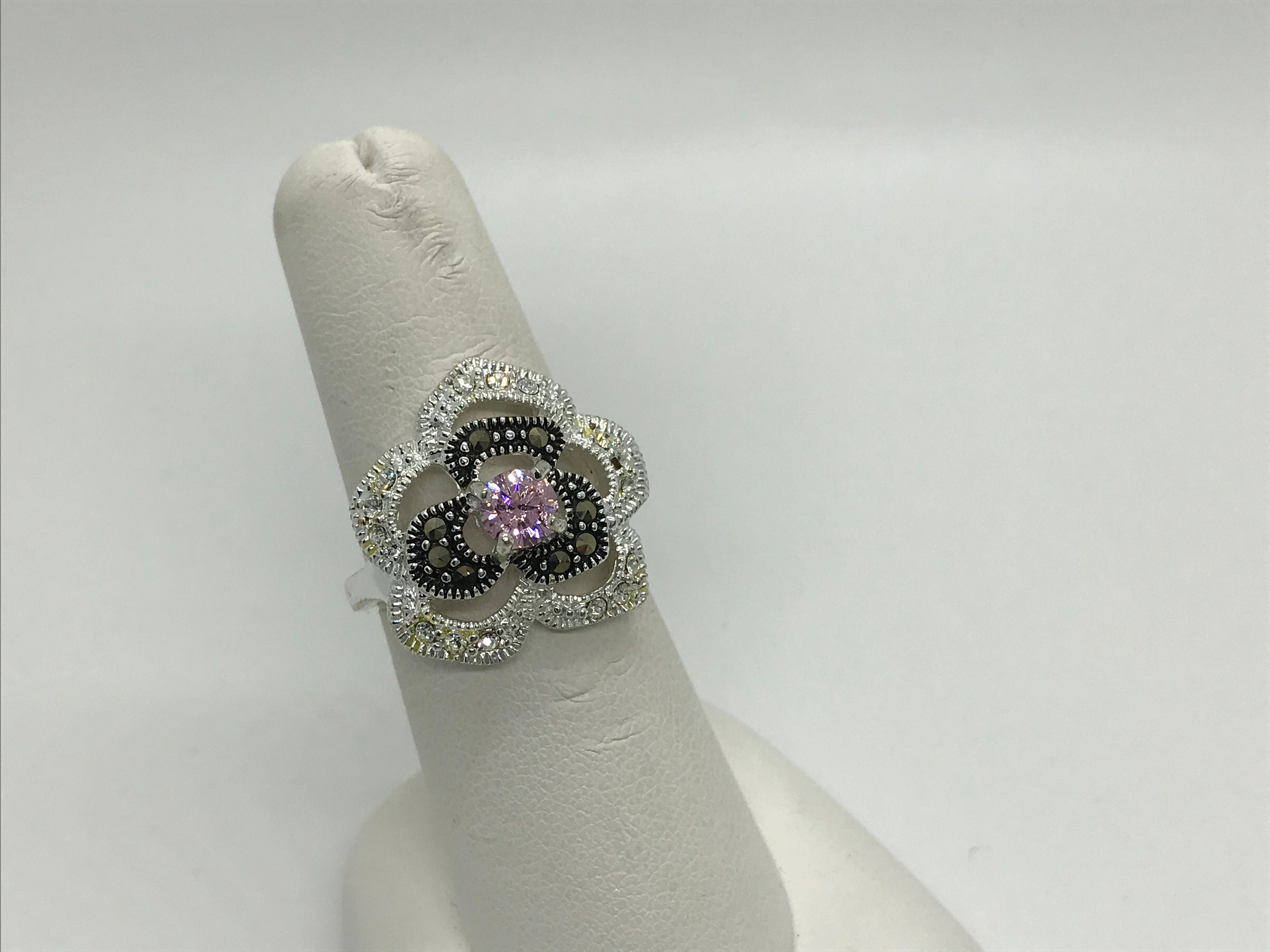 Retro Sterling Silver Marcasite Ring 8 - Etsy Australia