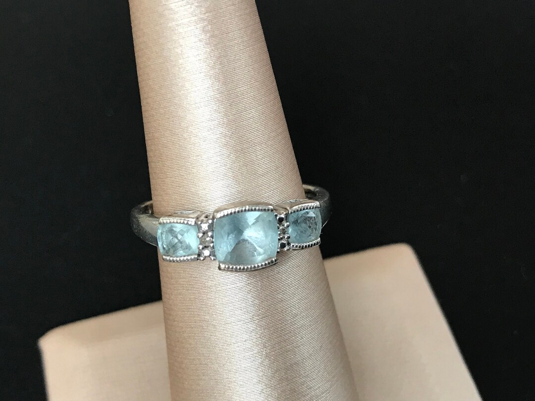 Delicate Sterling Silver Pale Blue Gemstone Ring 7 - Etsy