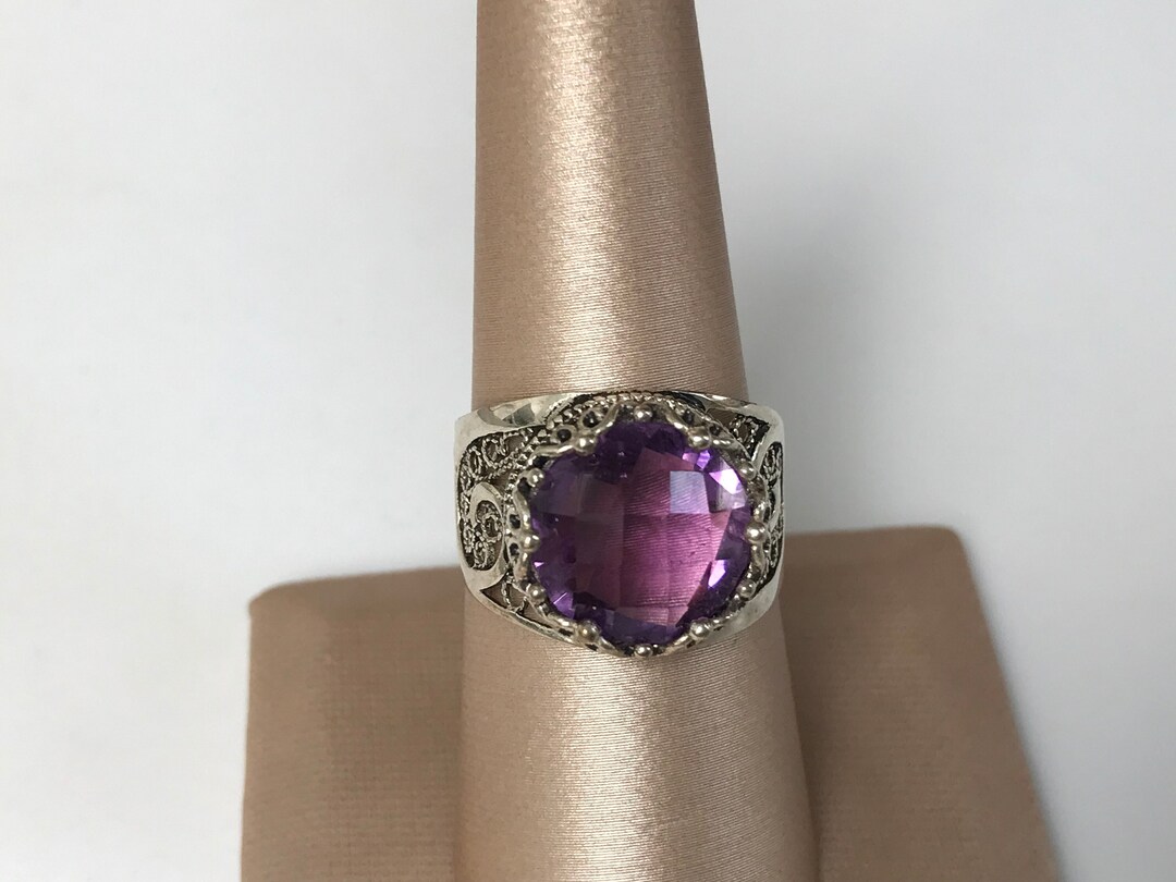 Chic Sterling Silver Amethyst Ring DGS Turkey 8 - Etsy