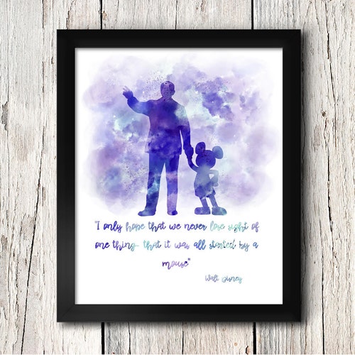 Walt Disney Mickey Mouse Quote ART PRINT Nursery Gift Wall | Etsy UK
