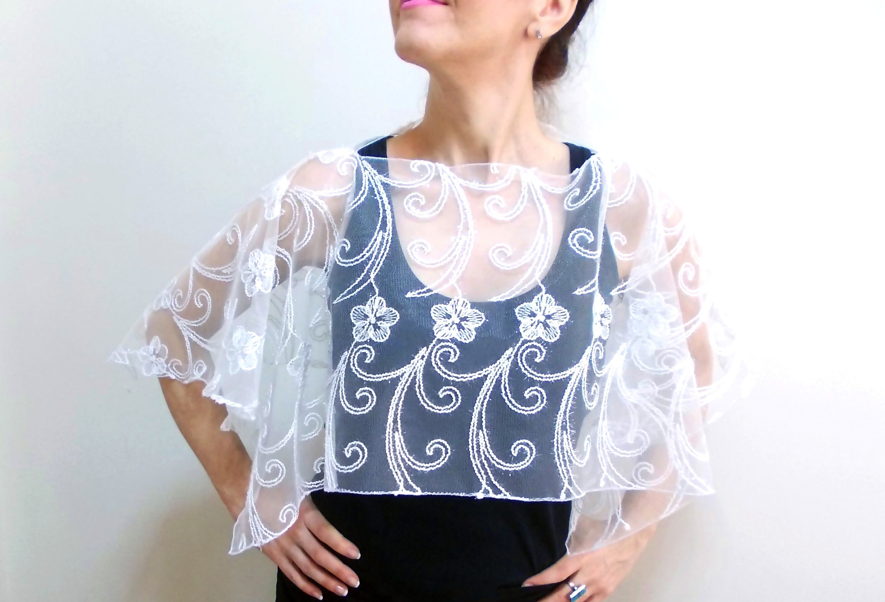 White Lace Capelet Lace Wedding Top Wear Shoulder Wrap - Etsy