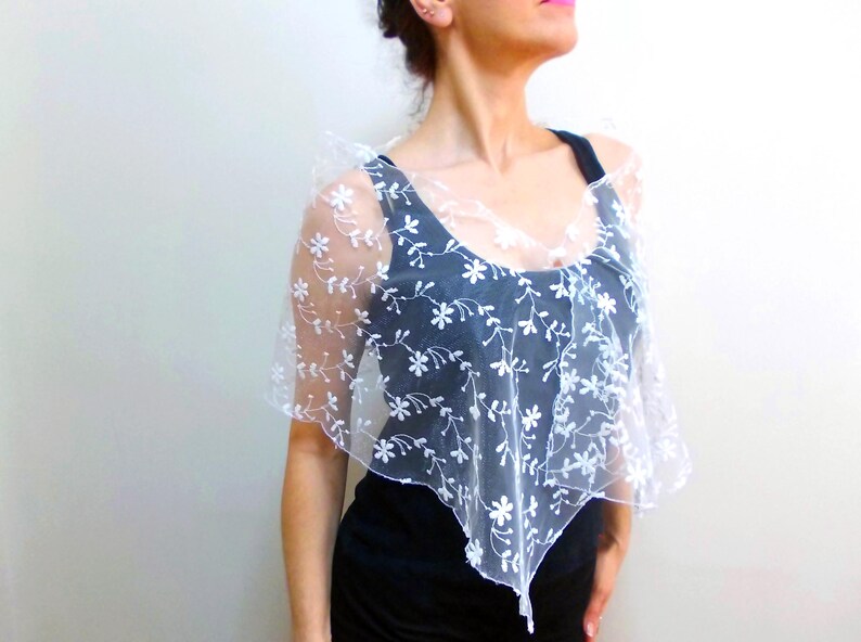 Pure White Lace Wedding Shawl, Wedding Bolero, White Lace Shawl ...