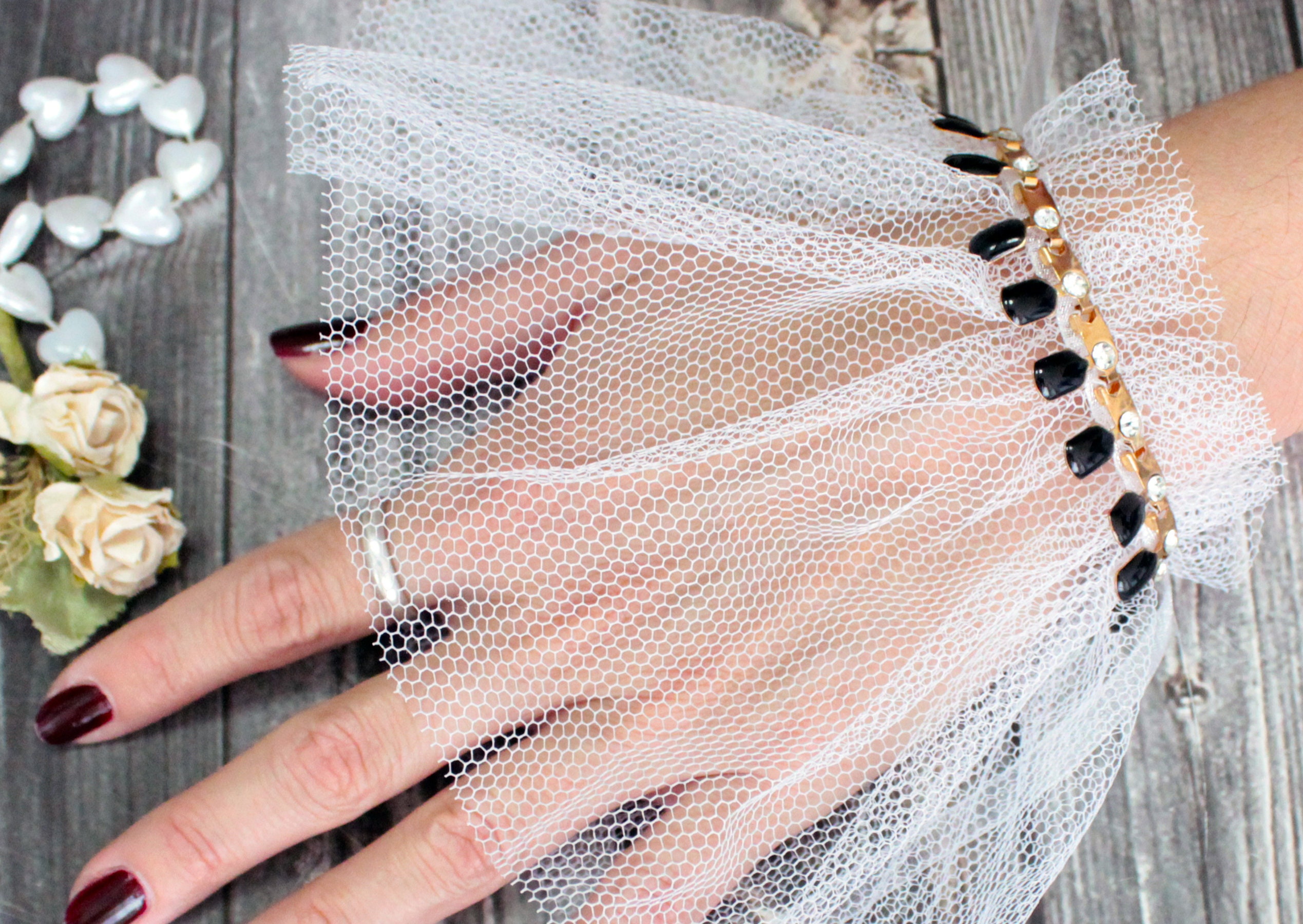 White Bridal Cuff Tulle Wedding Cuff Wedding Accessories - Etsy