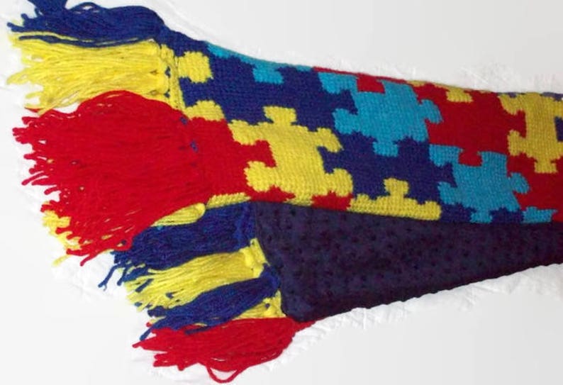 Autism Awareness Scarf Pattern, Crochet, Tunisian, Puzzle Pieces ...