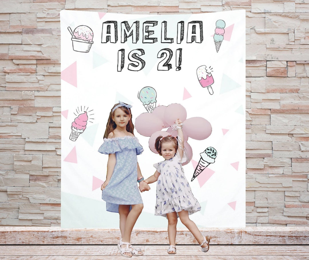 Ice Cream, Personalized Photo Backdrop, Birthday Backdrop, Custom ...