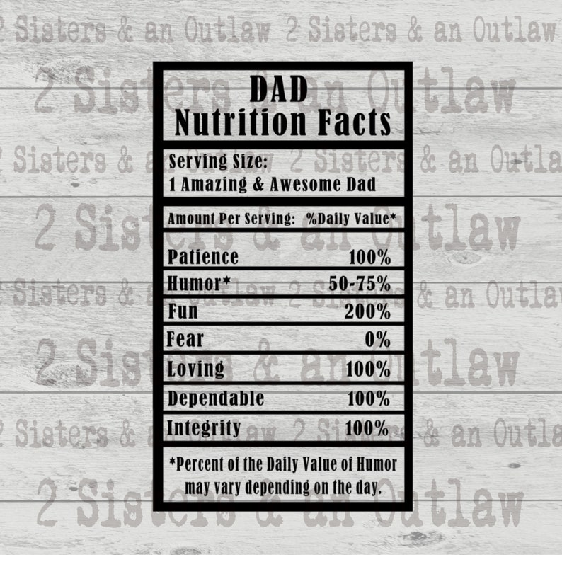 Dad Nutrition Facts Svg. Fathers Day Svg. Dad Svg. Fun. - Etsy