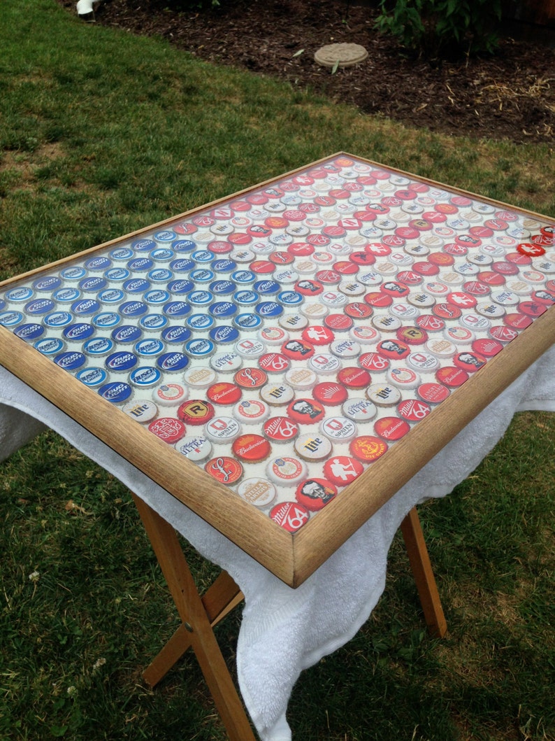 Beer Bottle Cap Art - American Flag - White Background - Highly ...