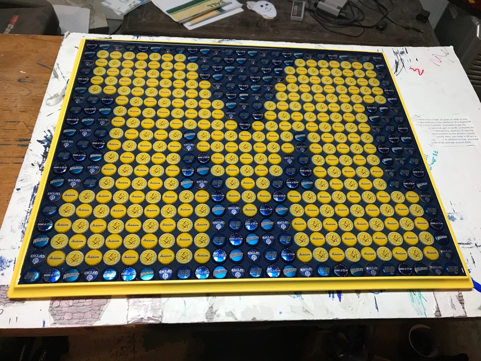 Bottle Cap Art - Michigan Wolverines Block "m" Logo - Table Top Epoxy ...