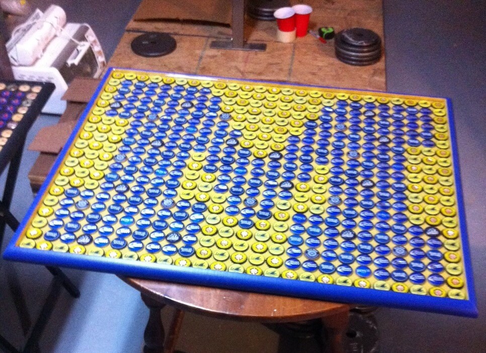 Bottle Cap Art - Michigan Wolverines Block "m" Logo - Table Top Epoxy ...
