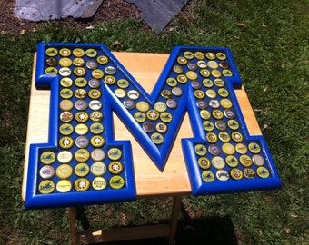 Bottle Cap Art Michigan Wolverines Block m Logo | Etsy