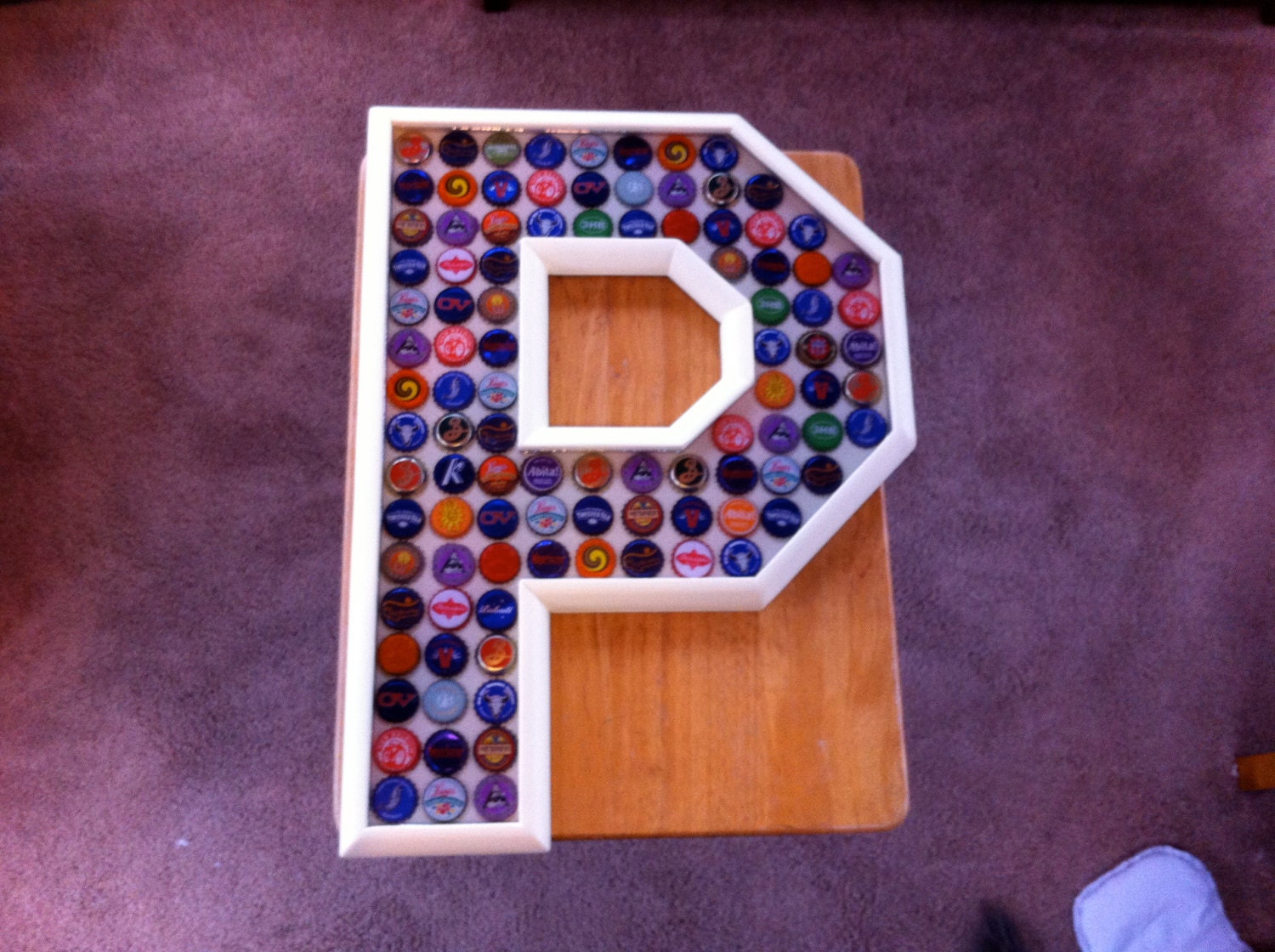 Bottle Cap Art - Block Letter "p" - Decorative and Unique Caps - Highly ...