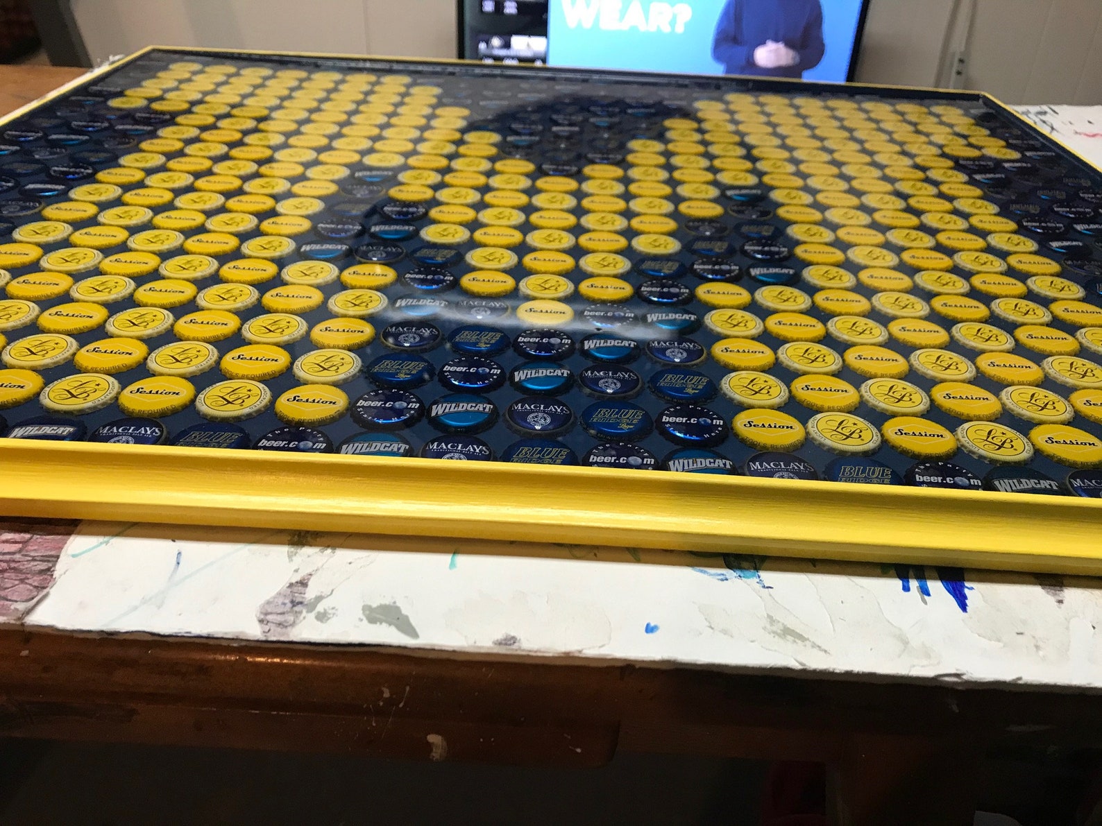 Bottle Cap Art - Michigan Wolverines Block "m" Logo - Table Top Epoxy ...