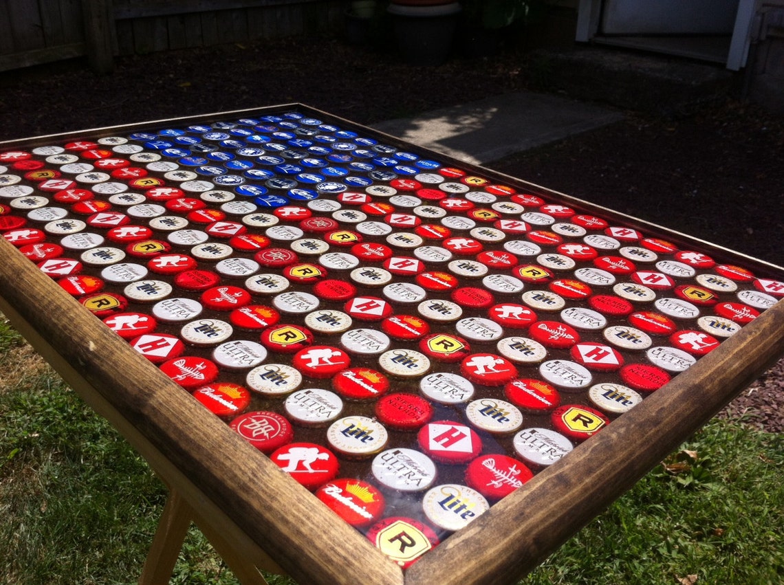 Beer Bottle Cap Art American Flag Stained Background - Etsy
