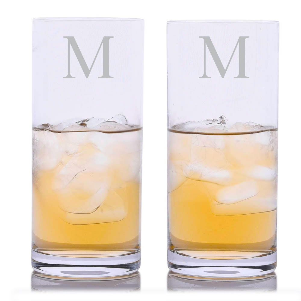 Personalized Crystal Highball Glass W/ Titanium by Crystalize 2pc Gift ...