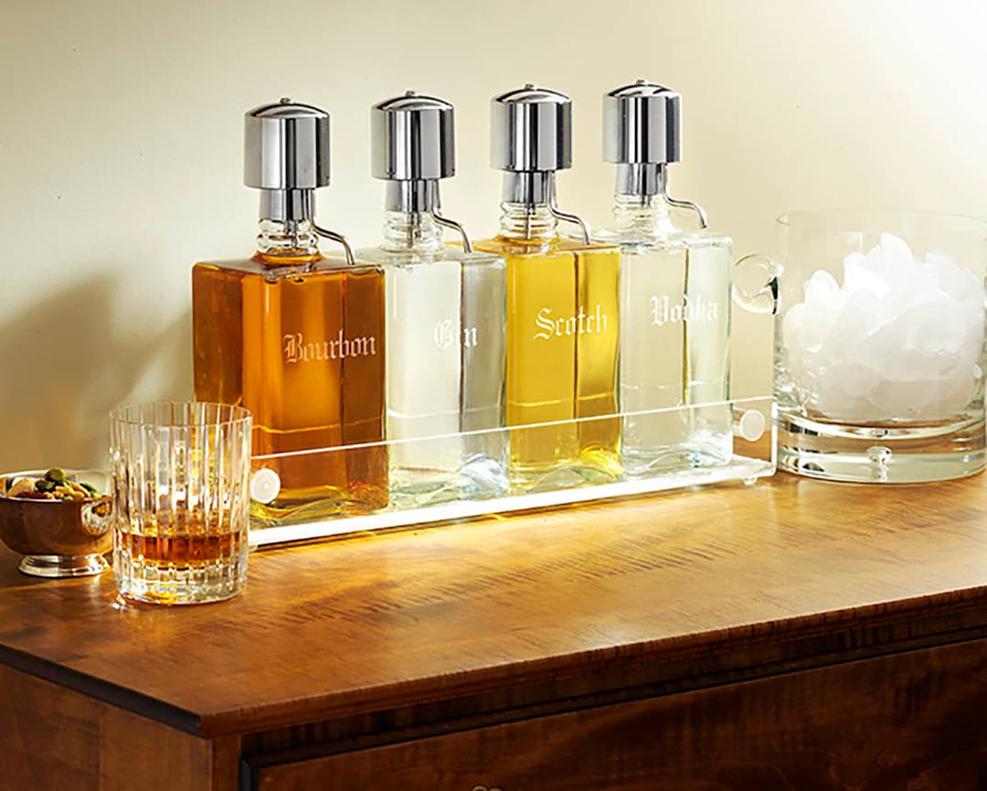 The Perfect Measure Buffet Liquor Decanter Bar Gift Set With Pump ...