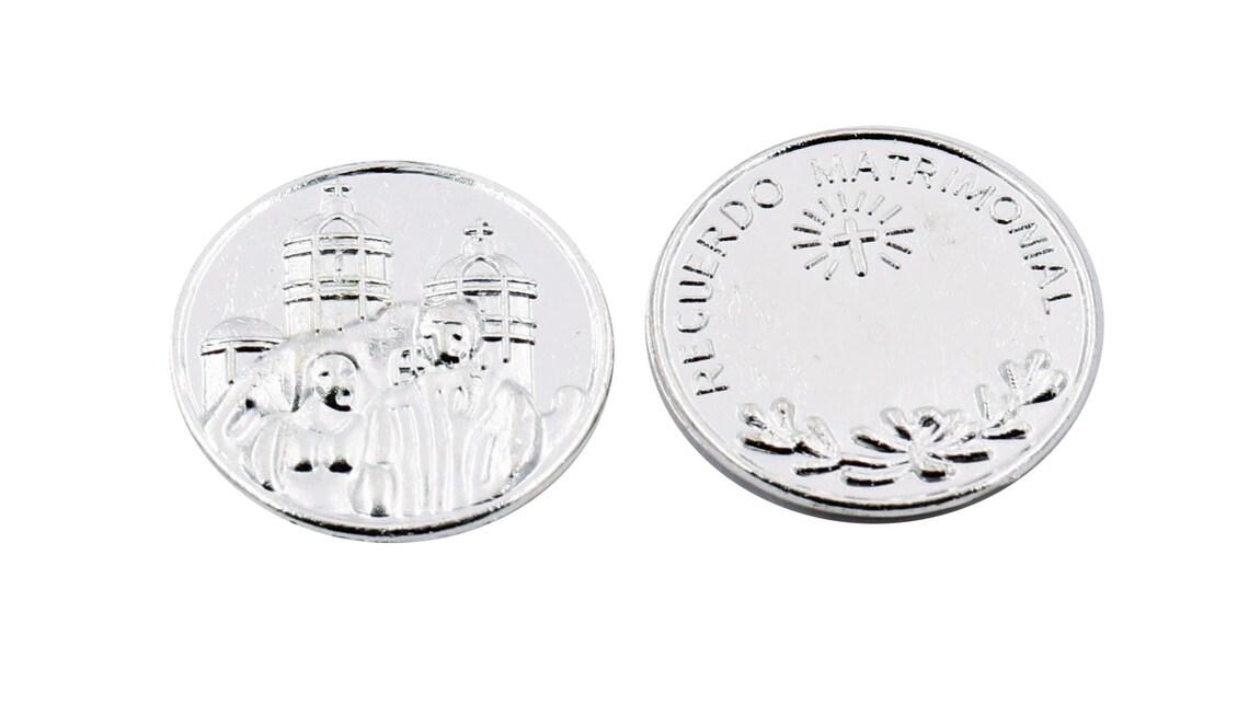 Wedding Arras, Elegant Silver Crown Wedding Arras With 13 Coins Set ...