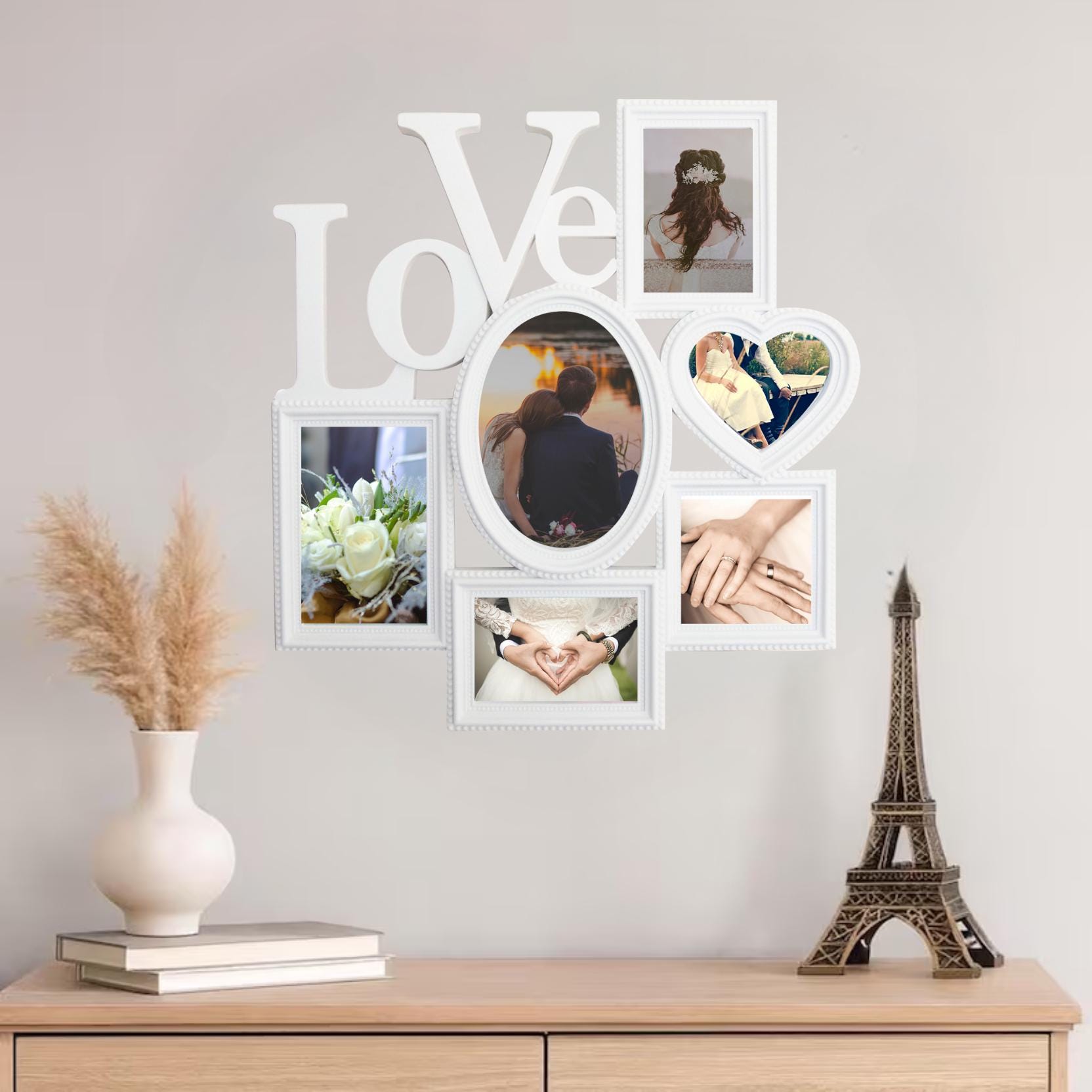 Multi Opening Photo Frame Love White Collage Frame, Photo Frame ...