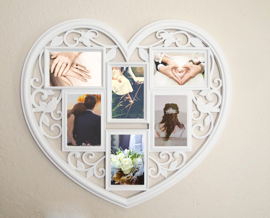 Multi Opening Collage Frame Heart White Collage Frame Photo - Etsy