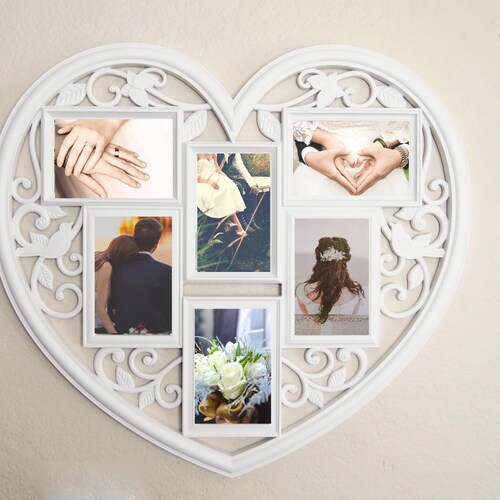 Multi Opening Collage Frame Heart White Collage Frame Photo - Etsy