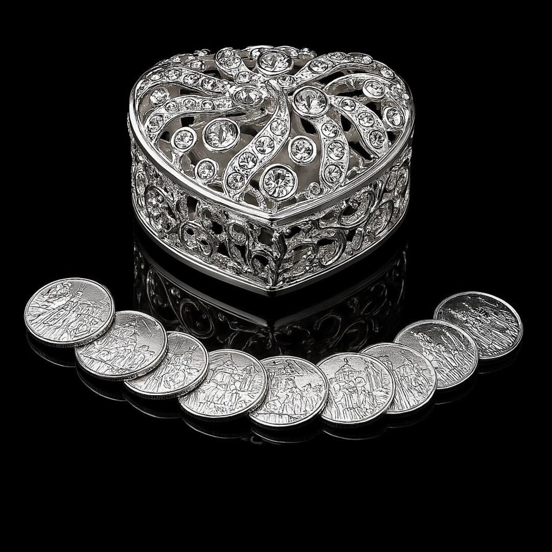 Wedding Arras, Silver Elegant Wedding Arras, Heart Shape Wedding Arras ...