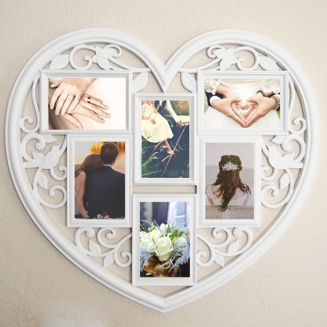 Multi Opening Collage Frame - Heart White Collage Frame, Photo Frame ...