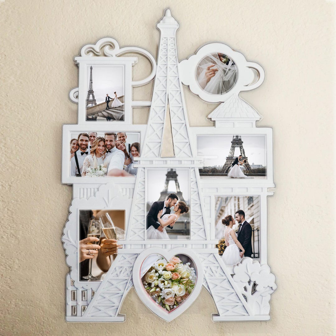 Multi Opening Collage Frame - Paris White Collage Frame, Eiffel Tower ...