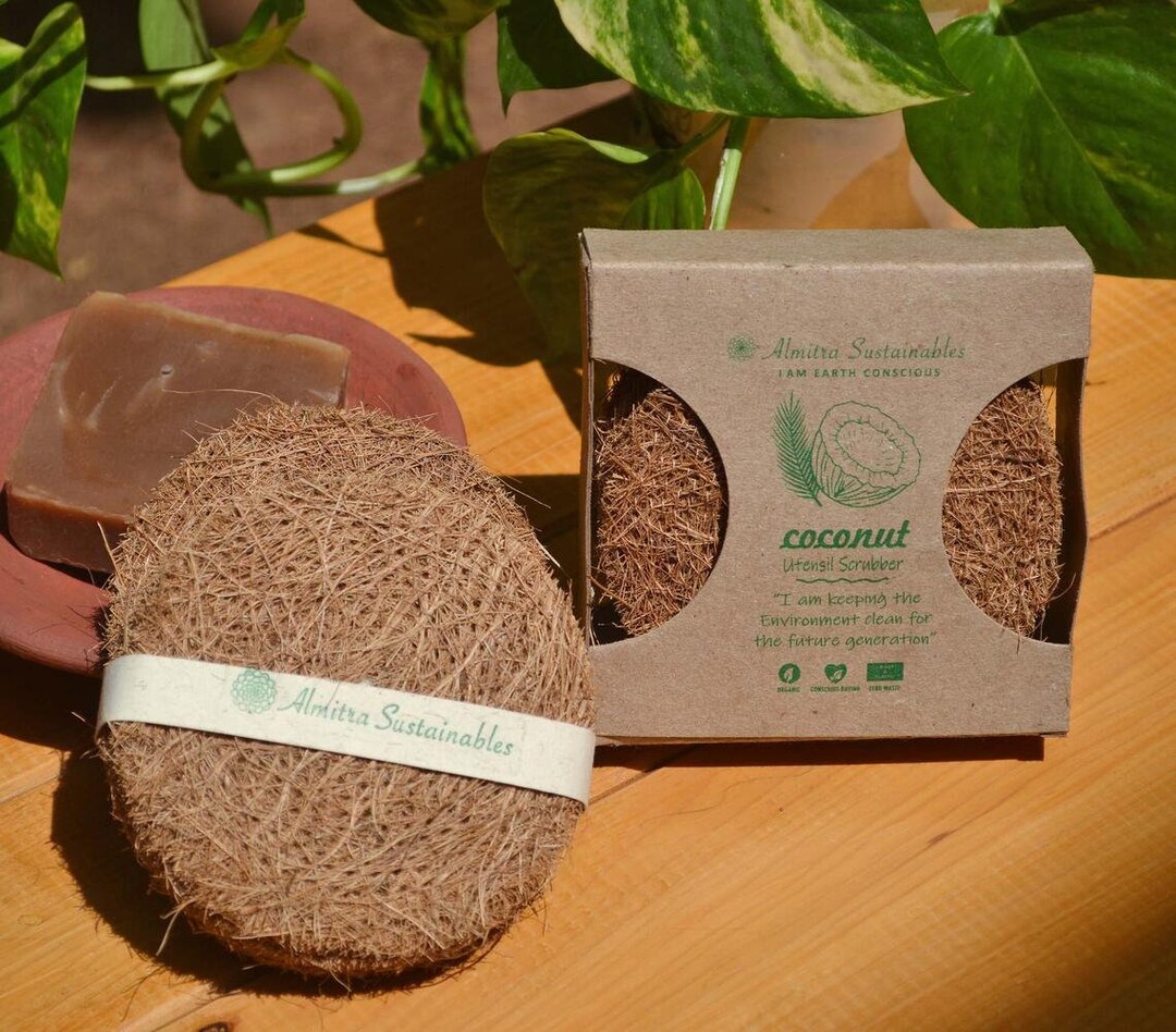 Handmade Coconut Fiber Dish Washer Coir Scrubs, Kitchen Scrubber, Eco ...