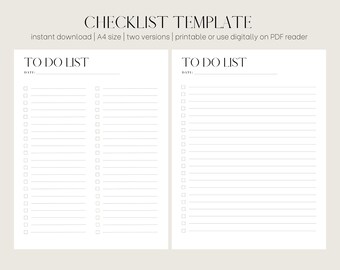 Printable Checklist Template: To-do List Quarter Sheet - Etsy