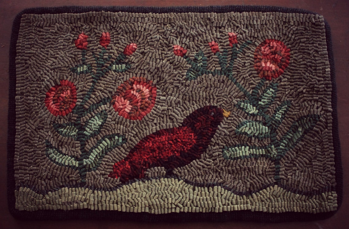 Red Bird- Primitive Rug Hooking Pattern (12" X 18") - Etsy