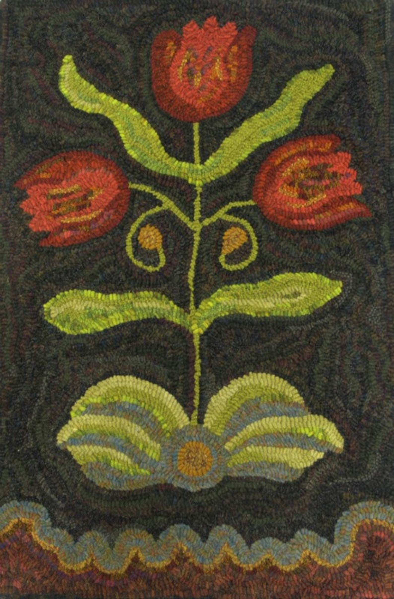 Tulip Tile- Primitive Rug Hooking Pattern (25" X 37.5") - Etsy
