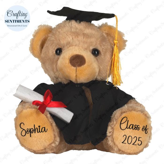 Personalized Graduation Teddy Bear With Scroll & Mortarboard - Etsy UK
