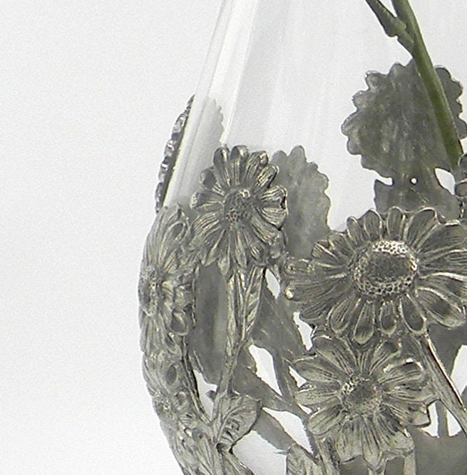 Flower Vase in Pewter and Glass. Silver Metal. | Etsy