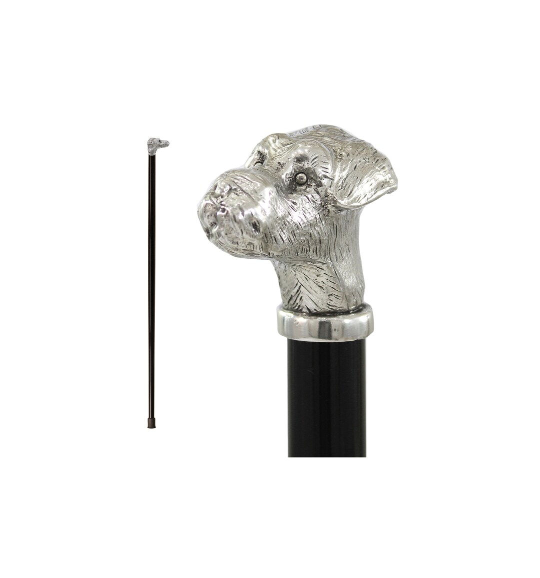 Pewter Cane for the Elderly, Schnauzer Dog Handle, Cane for Ceremony ...