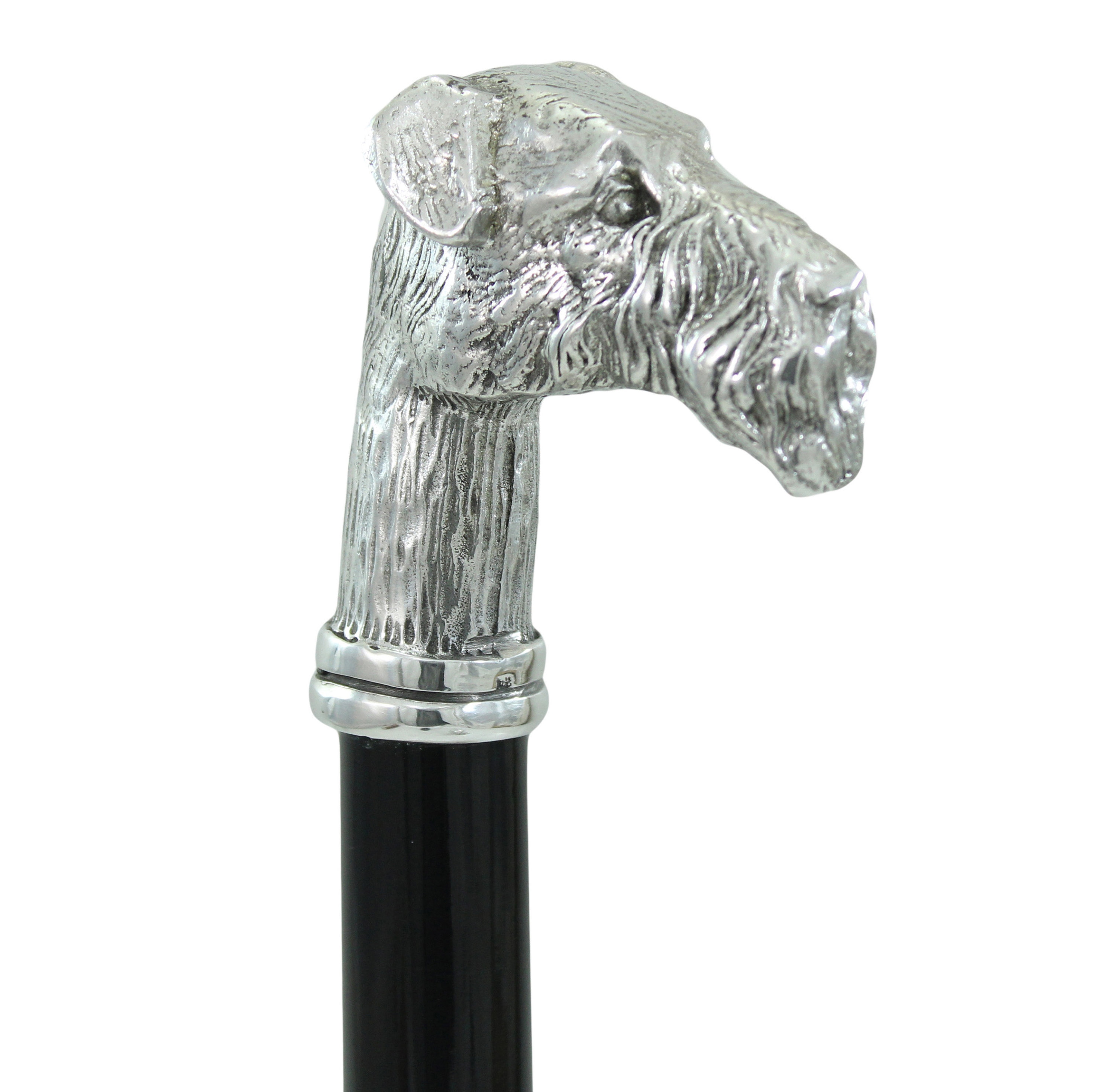 Beech Wood Walking Stick, Handmade in Italy, Fox Terrier Dog Handle ...