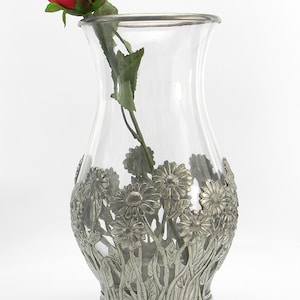 Flower Vase in Pewter and Glass. Silver Metal. - Etsy