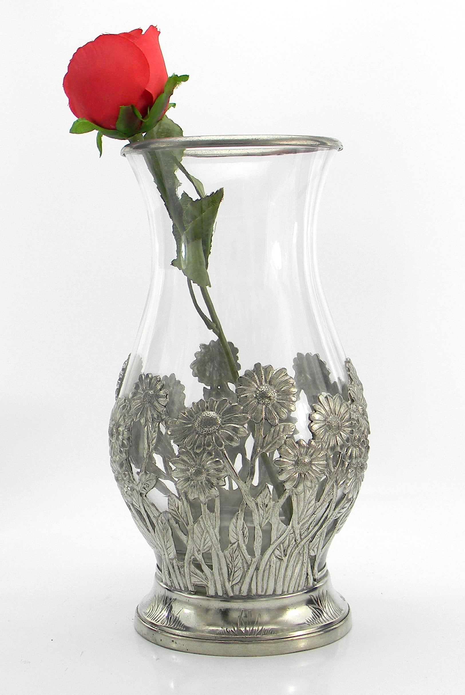 Flower Vase in Pewter and Glass. Silver Metal. | Etsy