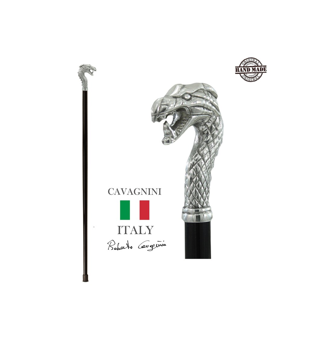 CAVAGNINI - Walking Cane Wooden Pewter Custom - Dragon - Elegant ...