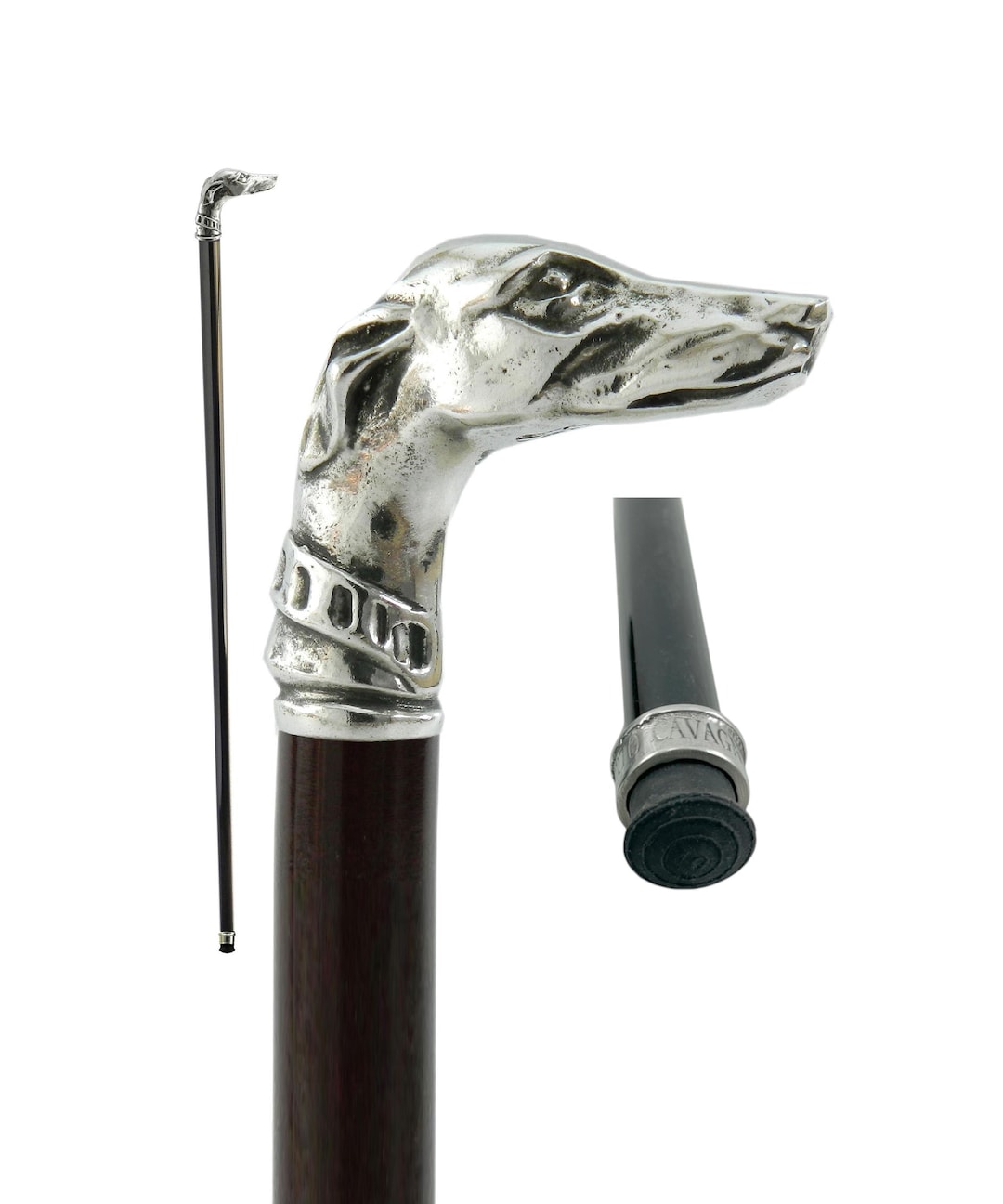 Handcrafted Italian Walking Stick | Pewter Greyhound Handle | Custom ...
